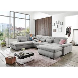Die PlanBar Ecksofa &raquo;MP-IN16012 L-Form, mit Federkern-Polsterung&laquo; inkl. Sitztiefenverstellung wahlweise mit weiteren Funktionen silber 85% Polyester;