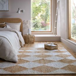 FLAIR RUGS Teppich &raquo;Effie Diamond&laquo; rechteckig 5 mm H&ouml;he handgekn&uuml;pft beige Baumwolle, Jute