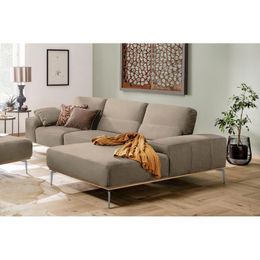 W.Schillig Ecksofa &raquo;run, Designsofa mit tollem Sitzkomfort, bequem, L-Form&laquo; mit elegantem Holzsockel, F&uuml;&szlig;e in Chrom gl&auml;nzend, Breite 319 cm beige 