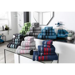 Bruno Banani Handtuch Set &raquo;Daniel, 1 Duschtuch 70x140, 2 Handt&uuml;cher 50x100, 2 G&auml;stet&uuml;cher 30x50&laquo; Set 5 Stk. Walkfrottee Streifen-Bord&uuml;re & Markenlogo, weich, 100% 