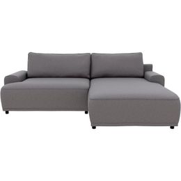 Trendmanufaktur Ecksofa &raquo;Fordon, Schlafsofa mit Bettkasten, Couch in L-Form, Breite 250 cm&laquo; in Struktur LUMOS, 3D-Effekt, anthrazit, Recamiere rechts 