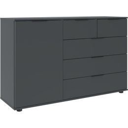 wimex Kombikommode &raquo;Tilburg, Sideboard 130x43x83cm, Made in Germany&laquo; mit schwarzen Metallgriffen, Stauraum hinter 1 T&uuml;r und in 5 Schubladen grau 