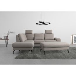 Sit & More sit&more Ecksofa &raquo;Cinturo L-Form&laquo; inklusive Sitztiefenverstellung und Federkern, Sitzh&ouml;he 48 cm grau