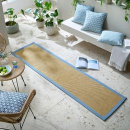 FLAIR RUGS Teppich &raquo;Sisal Look&laquo; rechteckig 6 mm H&ouml;he Sisal Look Border Indoor Outdoor Bodenl&auml;ufer Teppich blau Kunstfaser