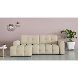 OTTO home Ecksofa &raquo;Manilla, wahlweise mit Bettfunktion, B/T/H 265/170/91 cm&laquo; L-Form mit Recamiere rechts/links bestellbar, Wellenunterfederung grau 