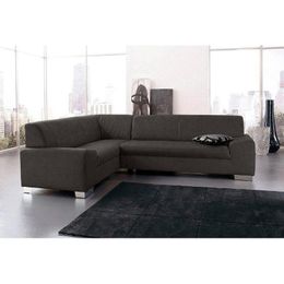 DOMO collection Ecksofa &raquo;Alisson, zeitlose Optik, flache Armlehnen, L-Form&laquo; fester Sitzkomfort, wahlweise mit Bettfunktion grau Microfaser aus 100% 