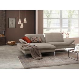 W.Schillig Ecksofa &raquo;enjoy&MORE, Designsofa, elegant und bequem, L-Form&laquo; mit Sitztiefenverstellung, F&uuml;&szlig;e Chrom gl&auml;nzend, Breite 294 cm braun Chenille-