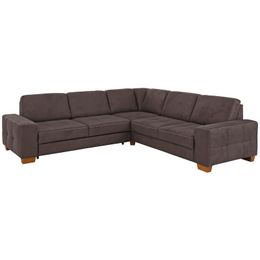 Home Affaire Ecksofa &raquo;Puccini L-Form&laquo; mit Federkern, Sitztiefenverstellung, Kontrastnaht braun Luxus-Microfaser Lederoptik (100% Polyester);Luxus-