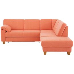 Home Affaire Ecksofa &raquo;Belfort L-Form&laquo; mit Federkern, wahlweise mit Bettfunktion und Stauraum orange Struktur fein ( 100% Polyester);Luxus-Microfaser 