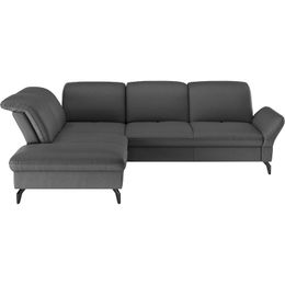 Sit & More sit&more Ecksofa &raquo;Leandro L-Form&laquo; Wahlweise mit Bett-, Kopfteil - und Armlehnfunktion, sowie Stauraum grau 100% Polyester