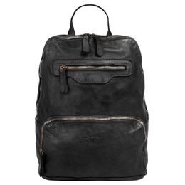 Samantha Look Damen Cityrucksack echt Leder, Made in Italy schwarz B/H/T: 36cm x 26cm x 13cm, onesize