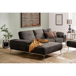 W.Schillig Ecksofa &raquo;run, Designsofa mit tollem Sitzkomfort, bequem, L-Form&laquo; mit elegantem Holzsockel, F&uuml;&szlig;e in Silber matt, Breite 279 cm grau Longlife