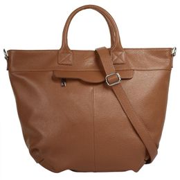 Samantha Look Damen Henkeltasche echt Leder, Made in Italy braun