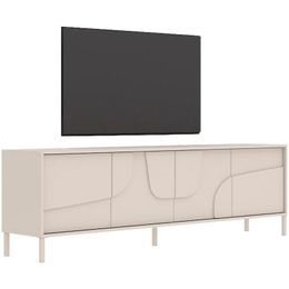OTTO home Lowboard &raquo;Stone, 205 cm breit, 4 T&uuml;ren, TV-Schrank, TV-Kommode, Medienboard&laquo; 3D-Design, Push-to-open, Innenraum gro&szlig;z&uuml;gig, F&uuml;&szlig;e 14/2 cm 