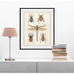 queence Bild &raquo;Paula&laquo; Insekten Kunst Schmetterlinge 1 Stk. tlg. HD Premium Poster-Druck inkl. Holzrahmen braun Acrylglas, Holz, Papier