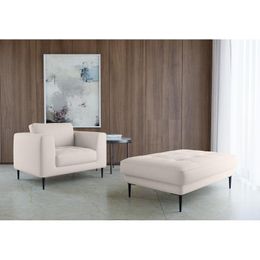 Trendmanufaktur Sessel &raquo;Luzi, Loungesessel, modern mit extra hohen F&uuml;&szlig;en&laquo; Designsessel mit tollem Sitzkomfort, Metallf&uuml;&szlig;e schwarz, Breite 96 cm beige 
