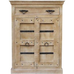 Sit Highboard &raquo;Daipur&laquo; geschnitzte Verzierungen beige Massivholz