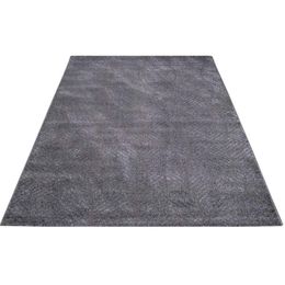 Carpet City Teppich &raquo;Frise&eacute;-Teppich FANCY 904&laquo; rechteckig 12 mm H&ouml;he L&auml;ufer, Kurzflor Wohnzimmer, florale 3D-Optik, f&uuml;r Schlafzimmer grau Polypropylen (PP)