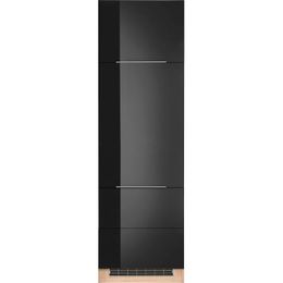 KOCHSTATION K&uuml;hlumbauschrank &raquo;KS-Brindisi&laquo; 60 cm breit, 200 cm hoch, hochwertige MDF Fronten schwarz MDF