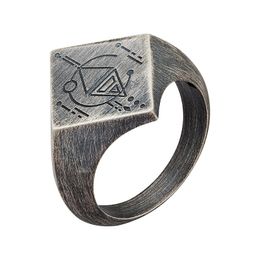 CAI Ca&iuml; Herren CA&Iuml; Fingerring &raquo;925 Silber Siegelring Raute matt oxidiert Tattoo Motiv&laquo; silber