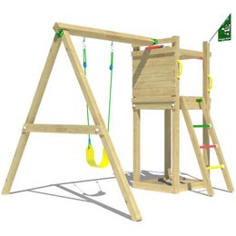 Jungle Gym Spielturm &raquo;Perch&laquo; Spielanlage mit Schaukel und Rutschstange braun Holzwerkstoff