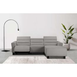 Home Affaire Ecksofa &raquo;Carpari, L-Form, 263 cm, manuelle o. elektrische Relaxfunktion,&laquo; USB A/C und Kopfteilverstellung grau