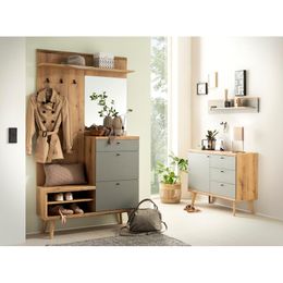 Home Affaire Garderoben-Set &raquo;Mavas, Garderobe mit Stauraum, Garderobenschrank im Scandic Design&laquo; Set, 3 Stk. tlg. braun Holzwerkstoff