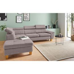 exxpo - sofa fashion Ecksofa &raquo;Enya, hoher Sitzkomfort, Breite 266cm, bequem, 12cm hohe F&uuml;&szlig;e, L-Form&laquo; mit Kopfteilverstellung, wahlweise Bettfunktion u