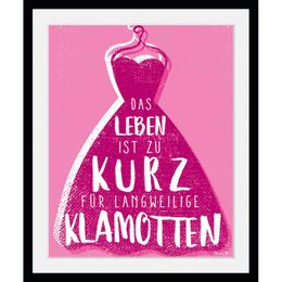 queence Bild &raquo;Dress&laquo; Fashion Humor Mode Motivationsbilder Spr&uuml;che & Texte 1 Stk. tlg. HD Premium Poster-Druck inkl. Holzrahmen rosa Acrylglas, Holz, 