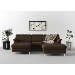 Sit & More sit&more Ecksofa &raquo;Marano L-Form&laquo; inklusive Kopfteilverstellung, wahlweise mit Bettfunktion, Bettkasten braun 100% Polyester