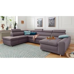 Sit & More sit&more Wohnlandschaft &raquo;Riva U-Form&laquo; wahlweise mit Bettfunktion grau Struktur (100% Polyester);Flachgewebe (100% Polyester);Luxus-Microfaser (100% 