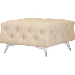 Home Affaire Polsterhocker &raquo;Glynis&laquo; aufw&auml;ndige Knopfheftung, moderne Chesterfield Optik, Fu&szlig;farbe w&auml;hlbar beige Struktur (100% Polyester);Samtoptik (