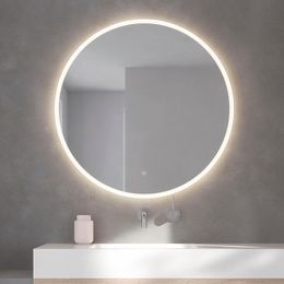 Loevschall Badspiegel &raquo;Atlas Rund, Badezimmerspiegel mit LED Beleuchtung, Lichtspiegel&laquo; Touchpanel f&uuml;r Lichtsteuerung, Verstellbarer Spiegel, D&auml;nisches Design 