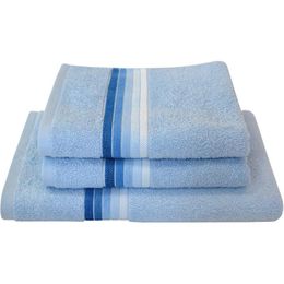 Dyckhoff Handtuch Set &raquo;Chenille&laquo; Set 3 Stk. Frottier Set beinhaltet: 2x Handtuch (50x100cm) und 1x Duschtuch (70x140cm) blau Frottier, Obermaterial: 90% 