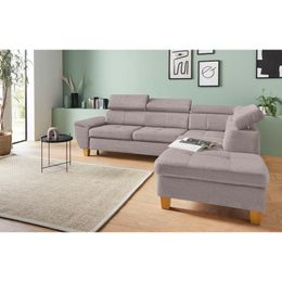 exxpo - sofa fashion Ecksofa &raquo;Enya, hoher Sitzkomfort, Breite 266cm, bequem, 12cm hohe F&uuml;&szlig;e, L-Form&laquo; mit Kopfteilverstellung, wahlweise Bettfunktion u