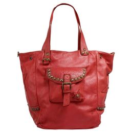 Samantha Look Damen Shopper echt Leder, Made in Italy rot