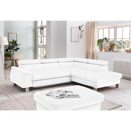 COTTA Ecksofa &raquo;Komaris L-Form, B: 249 cm&laquo; mit Kopfteilverstellung, optional Bettfunktion, Bettkasten & Licht wei&szlig; Microfaser PRIMABELLE (100% 