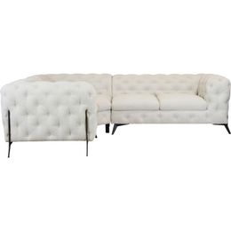 Home Affaire Chesterfield-Sofa &raquo;Amaury L-Form&laquo; moderne Chersterfield-Optik, Breite 262 cm, Fu&szlig;farbe w&auml;hlbar beige Struktur (100% Polyester);Samtoptik 