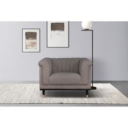 Home Affaire Sessel &raquo;Chamby&laquo; mit Holzrahmen unten und Steppung im Lehnenbereich grau 100% Polyester;Samtoptik (100% Polyester), Scheuertouren >100.000