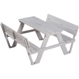 Roba Kindersitzgruppe &raquo;Picknick for 4 Outdoor Deluxe, Grau&laquo; mit Lehne grau Massivholz