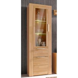 OTTO home Vitrine &raquo;ZARA75, 2 Glasboden variabel, T&uuml;ren L/R, 1 Schublade, Wohnzimmer&laquo; B/T/H:60/40/190cm,Front massivholz,5 F&auml;cher,Griffe silberfarben, 