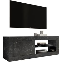 Home Affaire Lowboard &raquo;Basic Breite 140 cm, TV-Board 1 T&uuml;r, 2 offene F&auml;cher (Glasboden),&laquo; TV-Kommode, Metallgriff, moderne Rahmenoptik, Farbauswahl 