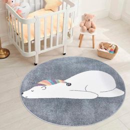 Carpet City Kinderteppich &raquo;ANIME921&laquo; rund 11 mm H&ouml;he Kinderzimmer Teppich Modern mit lustigen Cartoon-Figuren, Multi grau Polypropylen (PP)