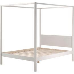 Vipack Himmelbett &raquo;Pino, Kiefer massiv wei&szlig; lackiert, Made in Europe, zeitloses Design&laquo; B/H/T ca. 208x191x148cm, inkl. Rolllattenrost, 2 Breiten zur Auswahl,