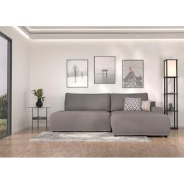 Trendmanufaktur Ecksofa &raquo;Fordon II, Schlafsofa mit Bettkasten, Couch in L-Form, Breite 250 cm&laquo; in Struktur LUMOS, 3D-Effekt, anthrazit, Armlehne 