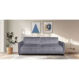 3-Sitzer &raquo;Allie Curved Schlafsofa 209 cm&laquo; Bettfunktion (110/190), verstellbare R&uuml;ckenlehne, Cord u. Velours grau 100% Polyester