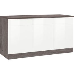 KOCHSTATION Unterschrank &raquo;KS-Virginia&laquo; 85 cm hoch, 150 cm breit, 3 Schubladen, 3 T&uuml;ren, griffloses Design wei&szlig; Holzwerkstoff