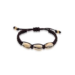 Kuzzoi Herren Armband &raquo;Herren Kauri Muscheln Knoten Leder 925 Silber&laquo; schwarz