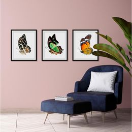 queence Bild &raquo;Andy&laquo; Insekten Kunst Schmetterlinge historische Ereignisse 1 Stk. tlg. HD Premium Poster-Druck inkl. Holzrahmen gelb Acrylglas, Holz, 