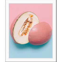 queence Bild &raquo;Bennet&laquo; Essen Figuren Kunst Lebensmittel Obst Obst Bilder 1 Stk. tlg. HD Premium Poster-Druck inkl. Holzrahmen rosa Acrylglas, Holz, 